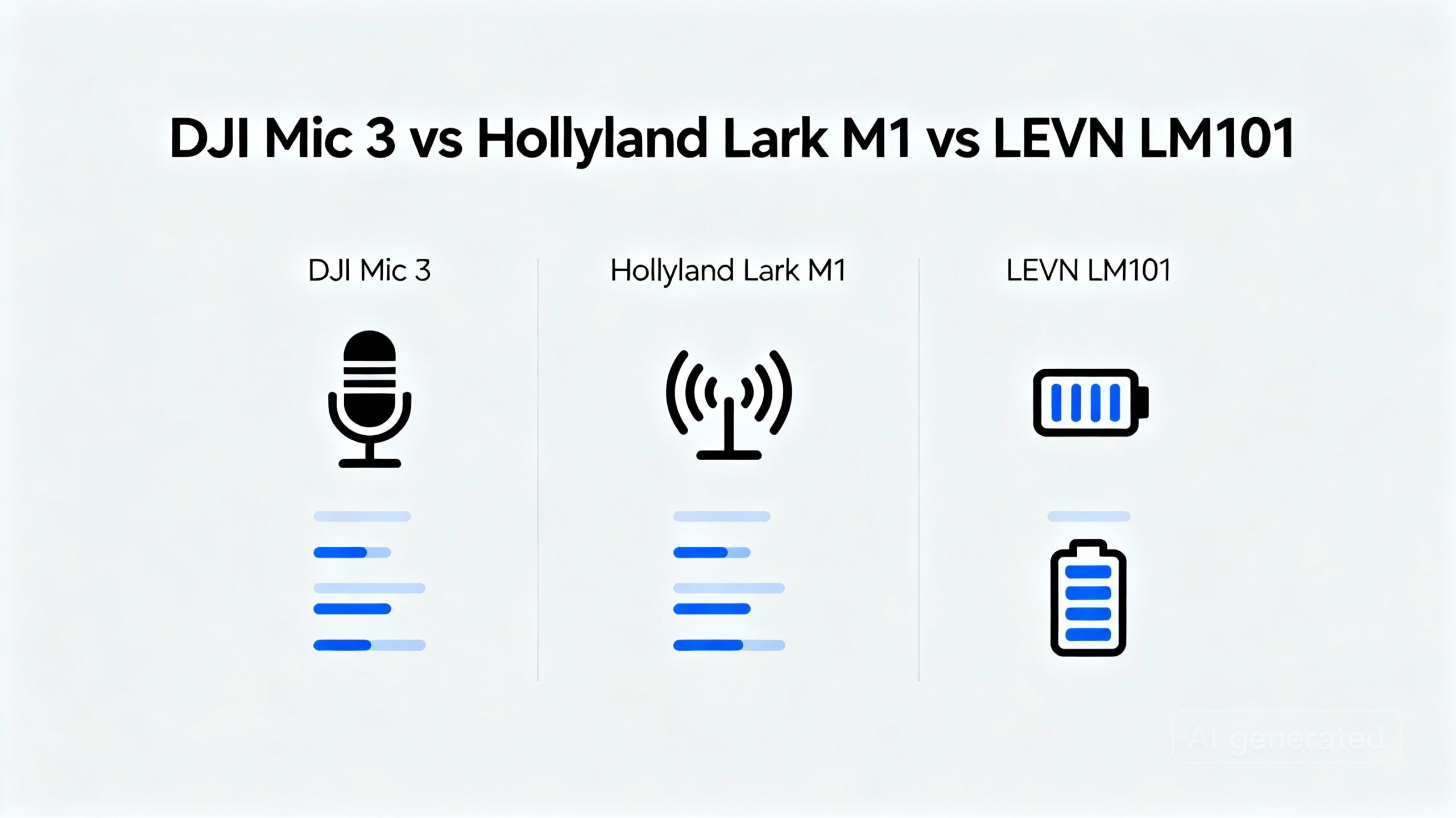 DJI Mic 3 vs Hollyland Lark M1 vs LEVN LM101: Wireless Mic Spec