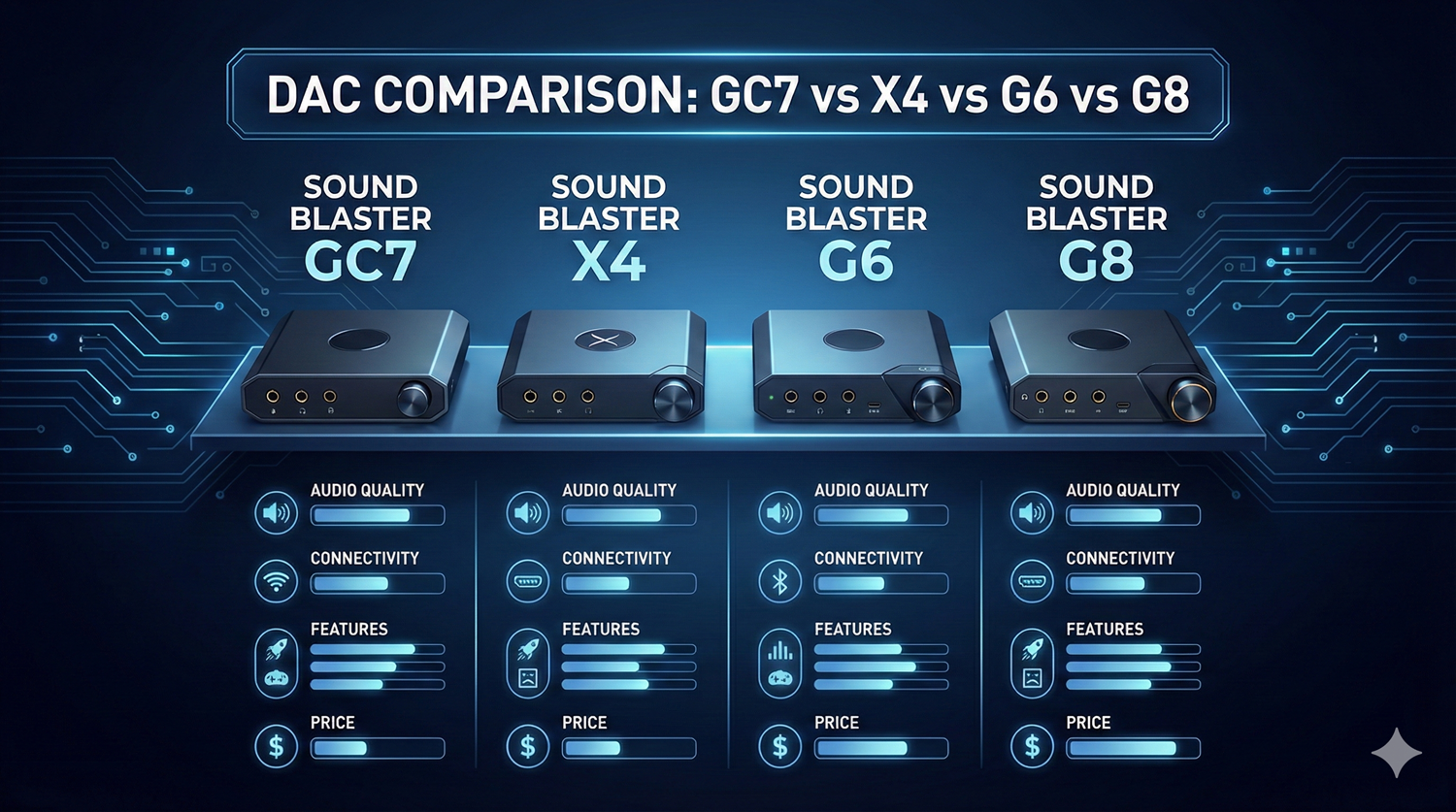 Sound Blaster DAC Comparison: GC7 vs X4 vs G6 vs G8